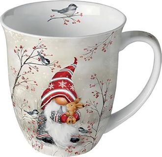 Ambiente Tasse &agrave; caf&eacute; Tasse &agrave; th&eacute; Tasse Tasse 0,4 l Fine Bone China Porcelaine Lutin Nains Animaux Hiver No&euml;l Avent S&eacute;rie Dwarf Hug