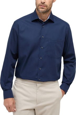 Eterna Comfort Fit Hemd Langarm Button Down Kragen Karo blau Größe 50