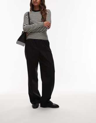 Arket Flanell-Hose aus Wolle in Schwarz mit geradem Bein und elastischem Bund