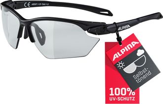 Alpina TWIST FIVE S HR V - Selbsttönende, Bruchfeste & Beschlagfreie Sport- & Fahrradbrille Mit 100% UV-Schutz Für Erwachsene, black matt, One Size