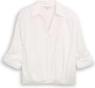 Tom Tailor Langarmbluse Blusen & Shirts Oversized Satinbluse mit Turn-up-Funktion
