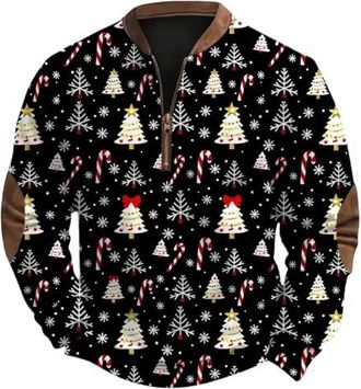 Generic JOASDAO Sweats de Noël pour homme UK, pull demi-fermeture éclair pour homme, vêtements dautomne et dhiver à manches longues en polaire doublé Sherpa p