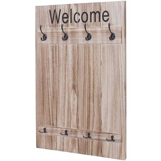 Hhg Wandgarderobe 921 Welcome, Garderobe Garderobenpaneel, Shabby-Look Vintage, 91x60cm naturbraun