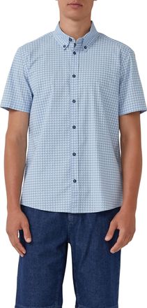 s.Oliver Regular Fit: Gemustertes Kurzarmhemd aus Baumwolle mit Button-Down-Kragen