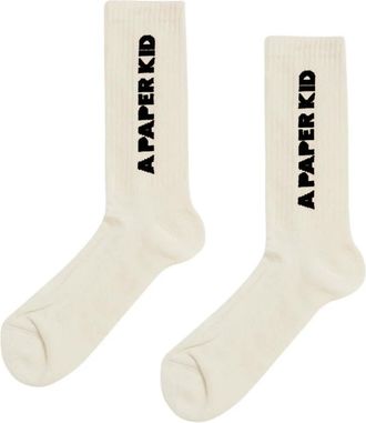 A Paper Kid Homme, Sous-v&ecirc;tements, Blanc, Taille: ONE Size Calze In Cotone Logo