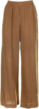 Eleventy Femme, Pantalons, Brun, Taille: 34 FR Pantalon ample en lin m&eacute;lang&eacute; coupe d&eacute;contract&eacute;e