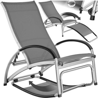 TecTake Chaise longue 2-en-1 fonction comme chaise longue ou fauteuil &agrave; bascule tissu textil&egrave;ne d&eacute;perlant et respirant