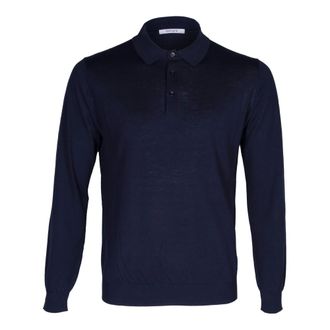 KANGRA Homme, Tops, Bleu, Taille: 2XL Polo &agrave; manches longues en soie et coton