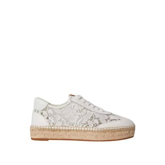 Ralph Lauren Femme, Chaussures, Blanc, Taille: 40 EU Luize Canvas & Suede Espadrille Baskets