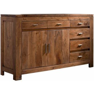 Massivmoebel24 Sideboard Akazie 150x45x90 golden honey lackiert SHAMAN 40