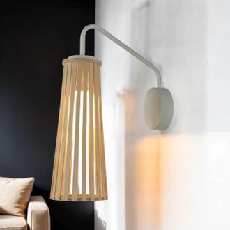 Licht-Erlebnisse Wandleuchte Holz Metall Natur Weiß Wohnzimmer Esszimmer T:27 cm GU10 dekorativ stylisch Skandinavische Wandlampe Schlafzimmer DOVER