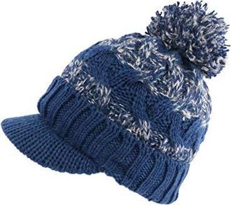 Nyls Création Bonnet Casquette Bleu Gris Tendance Pompon et Doublure Polaire Galyx - Mixte