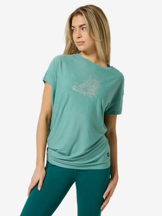 super.natural T-Shirt f&uuml;r Damen,Merino W FLOWER SNEAKERS LOOSE TEE mit Blumen-Motiv, atmungsaktiv