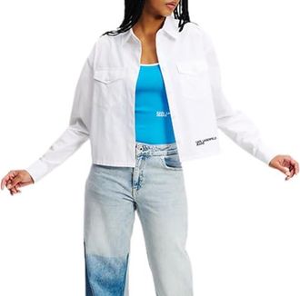 Karl Lagerfeld Karl Lagerfeld Jeans, Femme, Chemise À Logo, Coupe Régulière, Blanc, XS