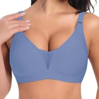 Generic Soutien Gorge Invisible Soutien Gorge sans Armature Brassiere Femme sans Armature De Classique D&eacute;collet&eacute; V Dentelle Bralette Seamless Confort L&eacute;ger co