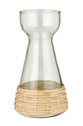 Ib Laursen Hyazinthenvase konisch mundgeblasen m/Rattangeflecht &Ouml;ffnung &Oslash;:6,8 cm H: 18,3 &Oslash;: 9,2