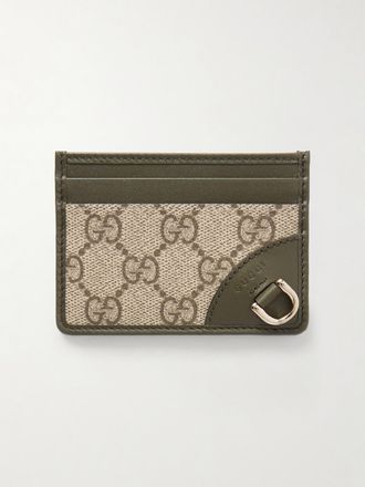 Gucci Gg Emblem Mini Kartenetui Aus Beschichtetem, Bedrucktem Canvas Und Leder - Grün