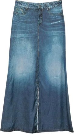 Liu Jo Femme, Jupes, Bleu, Taille: W29 Jupe Longue avec Imprim&eacute; Num&eacute;rique