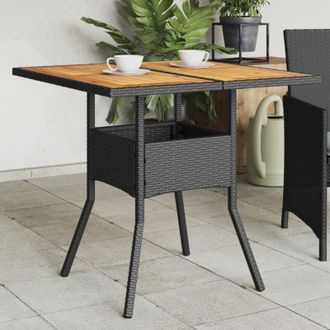 vidaXL Vidaxl - Table de jardin et dessus en bois dacacia noir r&eacute;sine tress&eacute;e