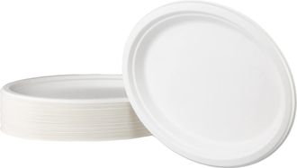 Love Nature Einwegteller 50 St&uuml;ck - Einweg Teller Oval 26 cm aus Zuckerrohr - Pappteller Einweggeschirr - Partyteller Einweg Stabil zum Geburtstag, Grillabende un