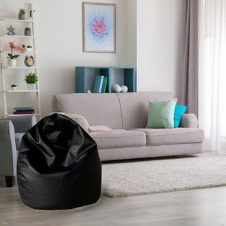 Talamo Italia Einfarbiger Sitzsack, schwarze Farbe, Maße 80 x 120 x 80 cm - Talamo Italia