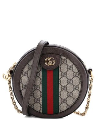 Gucci Ophidia Round Shoulder Bag GG Coated Canvas Mini crossbody bag - Marron