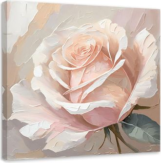Feeby Vlies - Leinwand Bilder - Gemalte Rose - 80x80 cm - Deko Wohnzimmer - Wandbilder Schlafzimmer - Deko Aesthetic - Wand Deko - Leinwand Groß - Deko Zimm