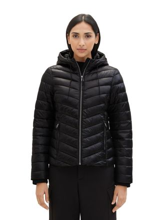 Tom Tailor Damen Lightweight Steppjacke mit Kapuze, 14482 - Deep Black, S