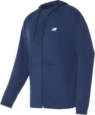 New Balance Stacked Logo French Terry Full Zip Hoodie - Athletic Grey, Nny Navy, Medium-Large