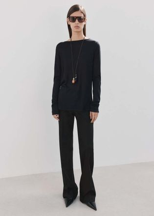 Mango Pull maille dos drap&eacute; noir - Femme - S - MANGO