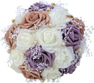 Generic Bouquet De Mariée Mariage Artificielle PE Fleurs Mariée Bouquet Demoiselle dhonneur Rose pour Mariage