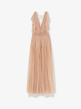Elisabetta Franchi Womens Evening Gown Pink Rhinestones Polyester
