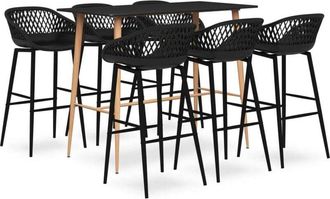 vidaXL Ensemble de bar 7 pcs Noir Vidaxl