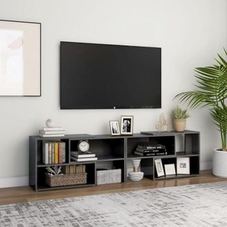vidaXL Meuble tv Gris brillant 149x30x52 cm Agglom&eacute;r&eacute;