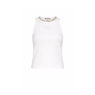 John Richmond Femme, Tops, Blanc, Taille: 40 FR Top &agrave; encolure ras du cou avec d&eacute;tails de bijoux