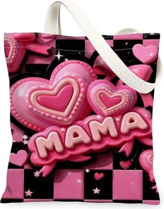 Generic Sacs fourre-tout en toile &agrave; motif de coeur, sacs d&eacute;picerie r&eacute;utilisables, style printanier, &eacute;l&eacute;gant, l&eacute;ger, lavable, taille S, p&ecirc;che, 13x15 Inch