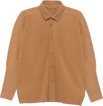 Homme Plissé Issey Miyake chemise plissée à boutonnière - Marron