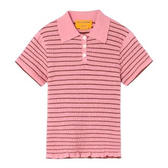 Guest In Residence Smocked Shrunken Polo - - Tops - Damen - Rosa - L