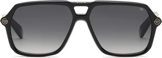 Philipp Plein Homme, Accessoires, Noir, Taille: ONE Size Hexagon Stud Lunettes de soleil