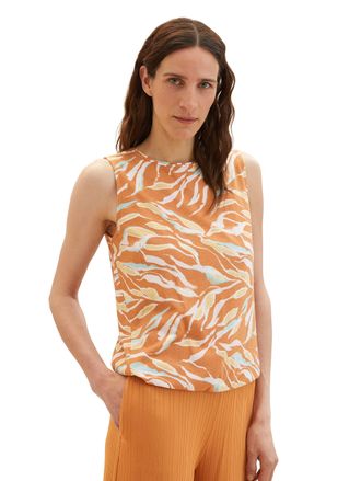 Tom Tailor Damen 1036788 Top mit Muster, 31758-Brown Abstract Leaf Design, M