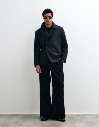 Mango blazer crois&eacute; ajust&eacute; en charbon-Gris