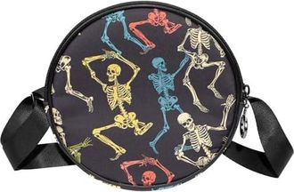 Generic Sac &agrave; bandouli&egrave;re rond rond pour femme, petit sac &agrave; bandouli&egrave;re squelette avec fermeture &eacute;clair, bretelles r&eacute;glables, d&eacute;contract&eacute; pour femmes et fille