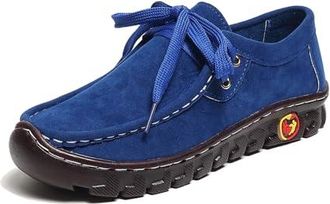Generic Chaussures orthopédiques confortables - Mocassins plats décontractés pour femme - Bout carré - Mocassins Oxford à fond souple, bleu, 39.5 EU