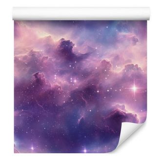 OEM Carta Da Parati Effetto Galassia Ad Acquerello Nei Toni Del Viola, Rosa Cipria E Blu, 50x1000 Cm