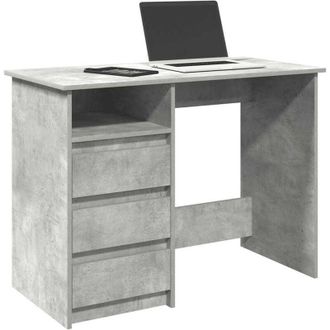 vidaXL Bureau gris béton 102x50x75 cm bois dingénierie Vidaxl