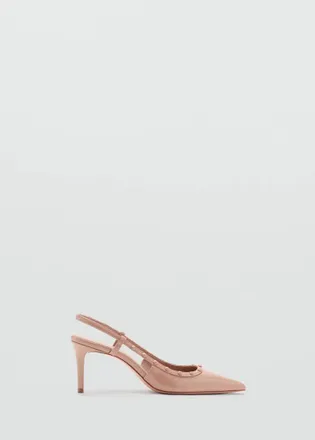 Mango Chaussures &agrave; talon en cuir vernis nude - Femme - 35 - MANGO
