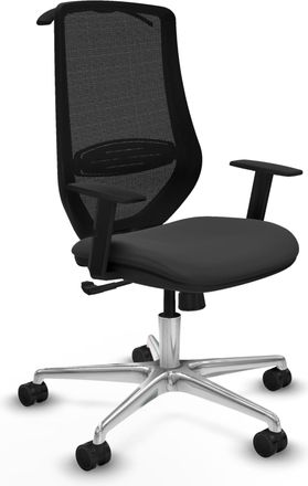 Piqueras y Crespo Stuhl mit Lendenwirbelst&uuml;tze mit 1D-Armen, ausgestattet mit 4 Positionen und injiziertem Schaum. Mit Rollen von 65 mm Nylon. Schwarz/Dunkelgrau