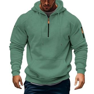 Generic Sweat à capuche à manches longues pour homme avec fermeture éclair sur le devant, haut de sport pour le jogging et les loisirs, vert menthe, 4XL