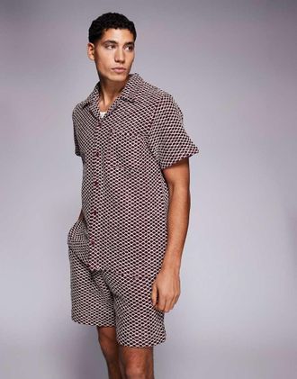 South Beach Geh&auml;kelte Shorts in Burgunderrot