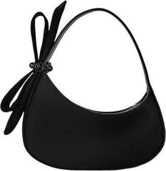 Generic Sac bandouli&egrave;re en nylon avec noeud, petit sac croissant &agrave; fermeture &eacute;clair, sac demi-lune pour femmes et filles